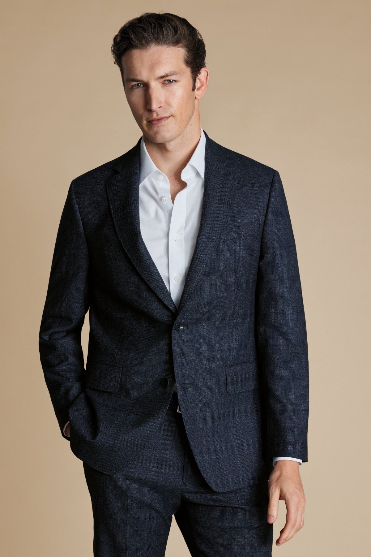 Steel Blue Pow Check Slim Fit Ultimate Performance Suit Jacket – Enem ...